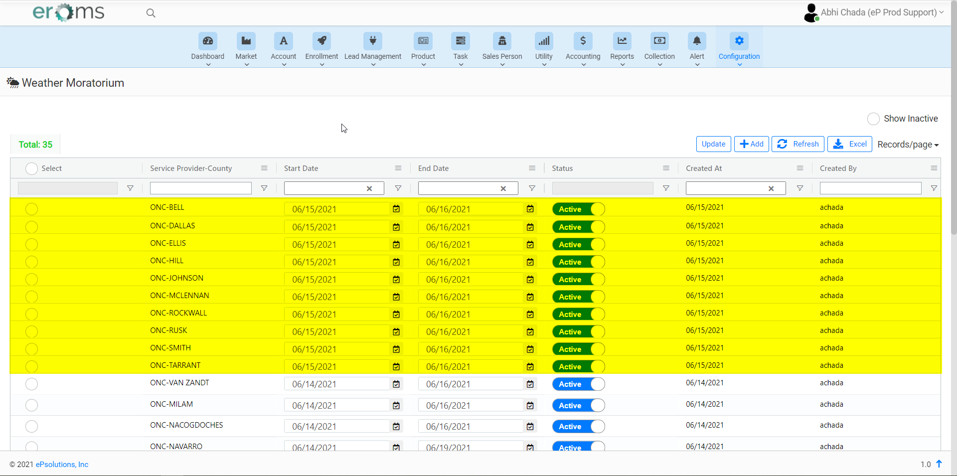 EROMS - Weather Moratoriums – eP Help Center